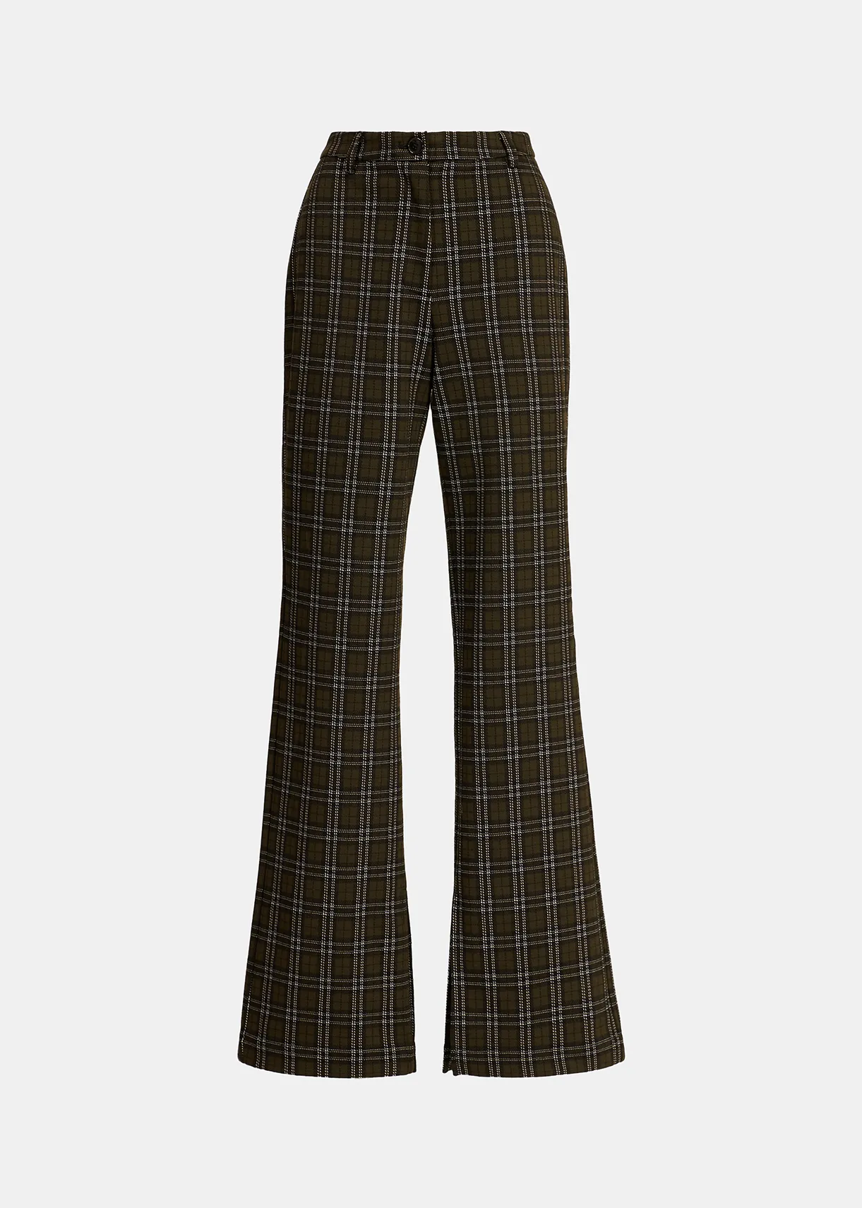 Khaki checked tailored pants | Essentiel Antwerp Spain