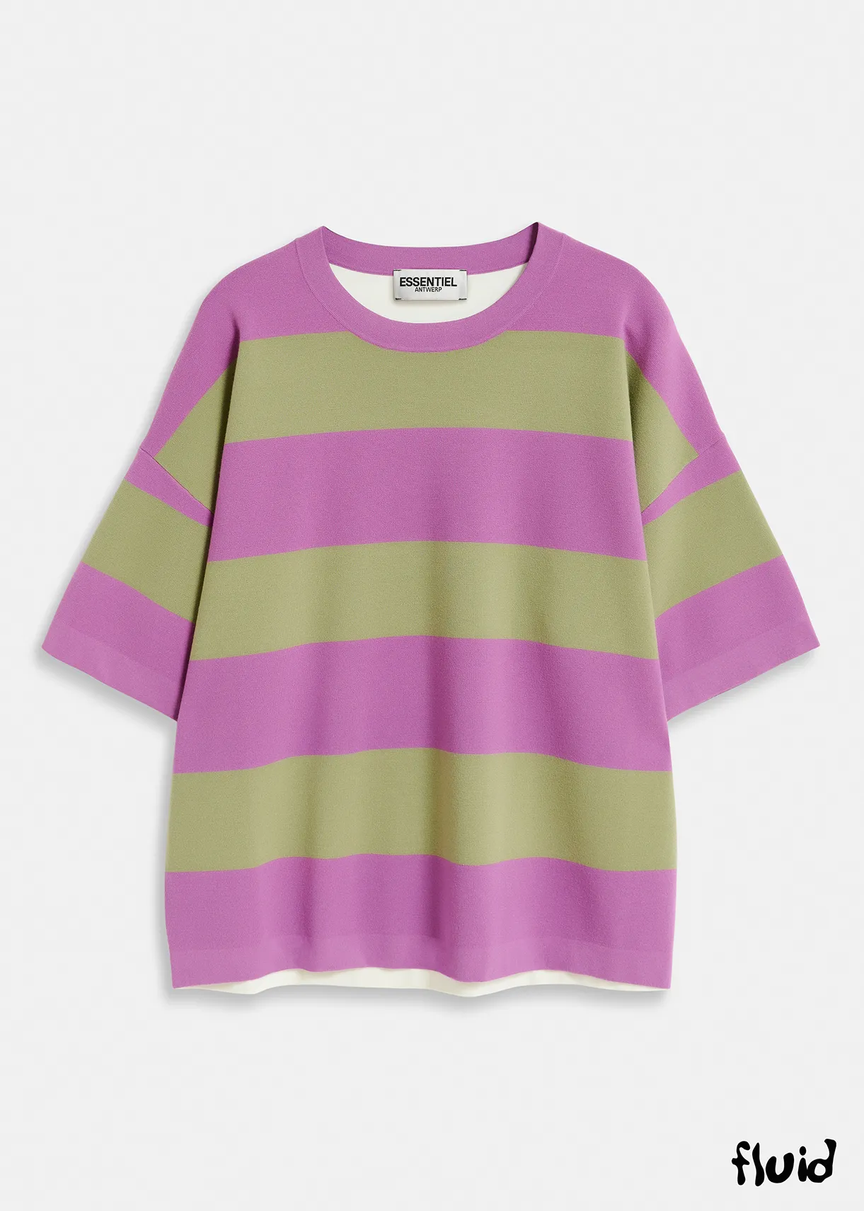 Purple and light khaki striped knit sweater | Essentiel Antwerp España
