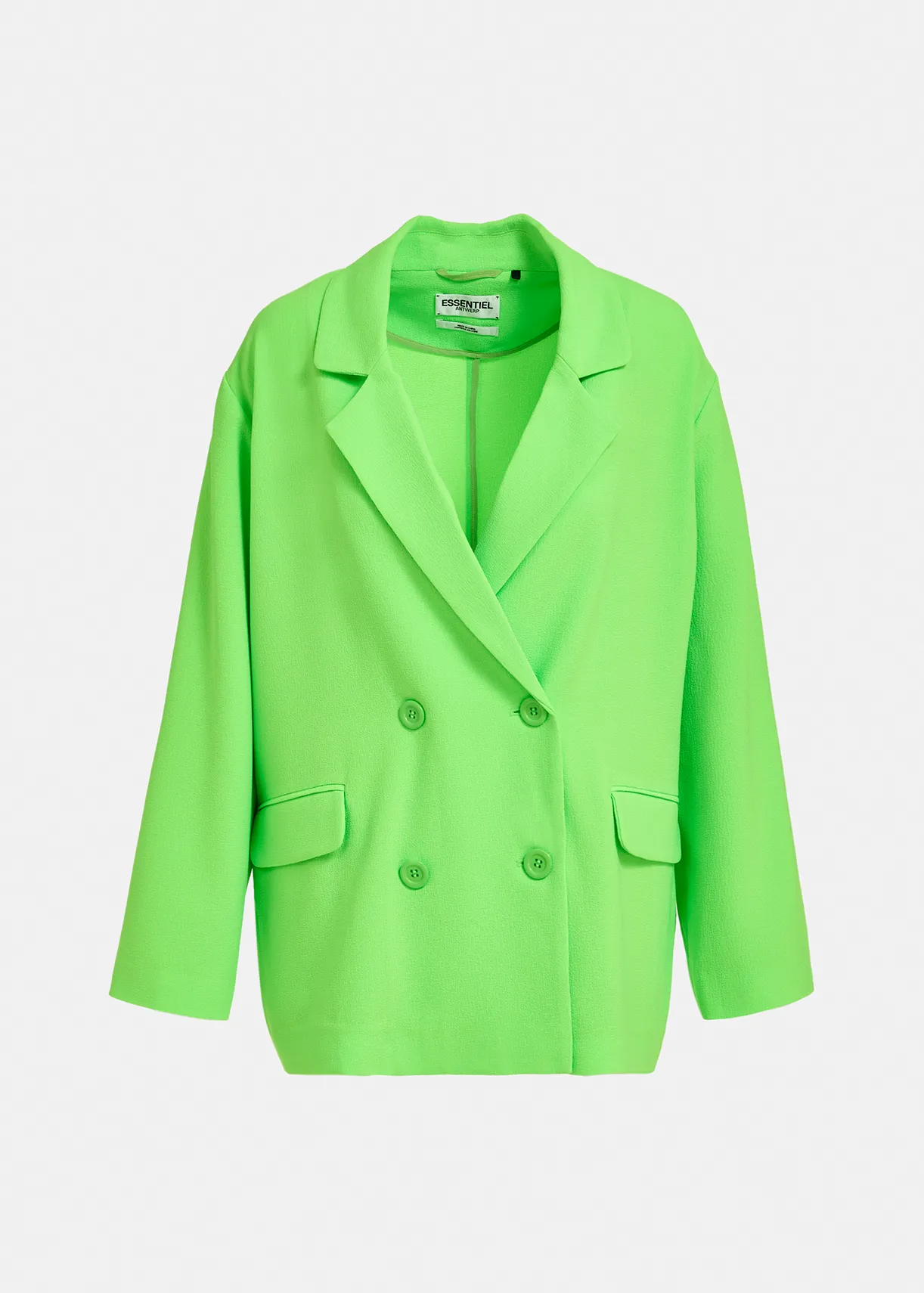 Neon green double-breasted blazer | Essentiel Antwerp Europe