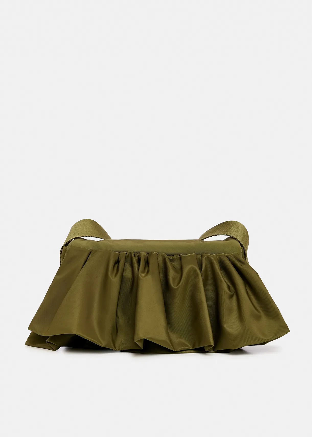 Khaki ruffle-embellished shoulder bag | Essentiel Antwerp United States