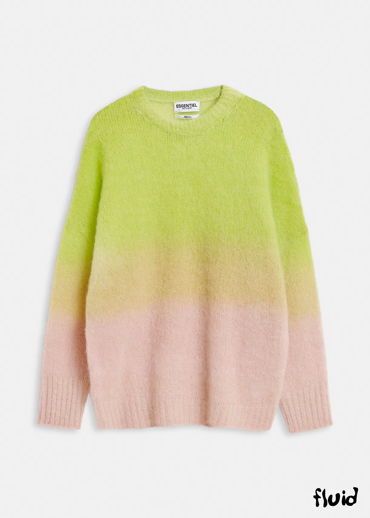 Lime green and light pink knit sweater with gradient effect | Essentiel ...