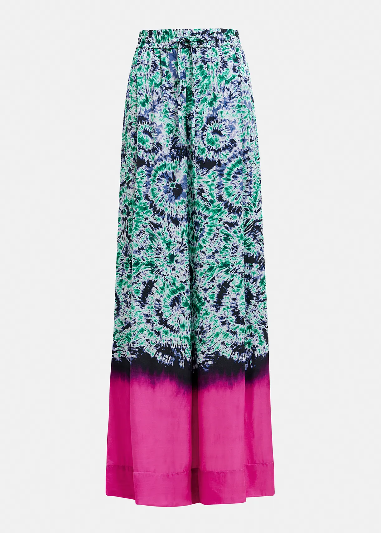 Pantalon large vert et bleu marine à imprimé et effet dip dye ...