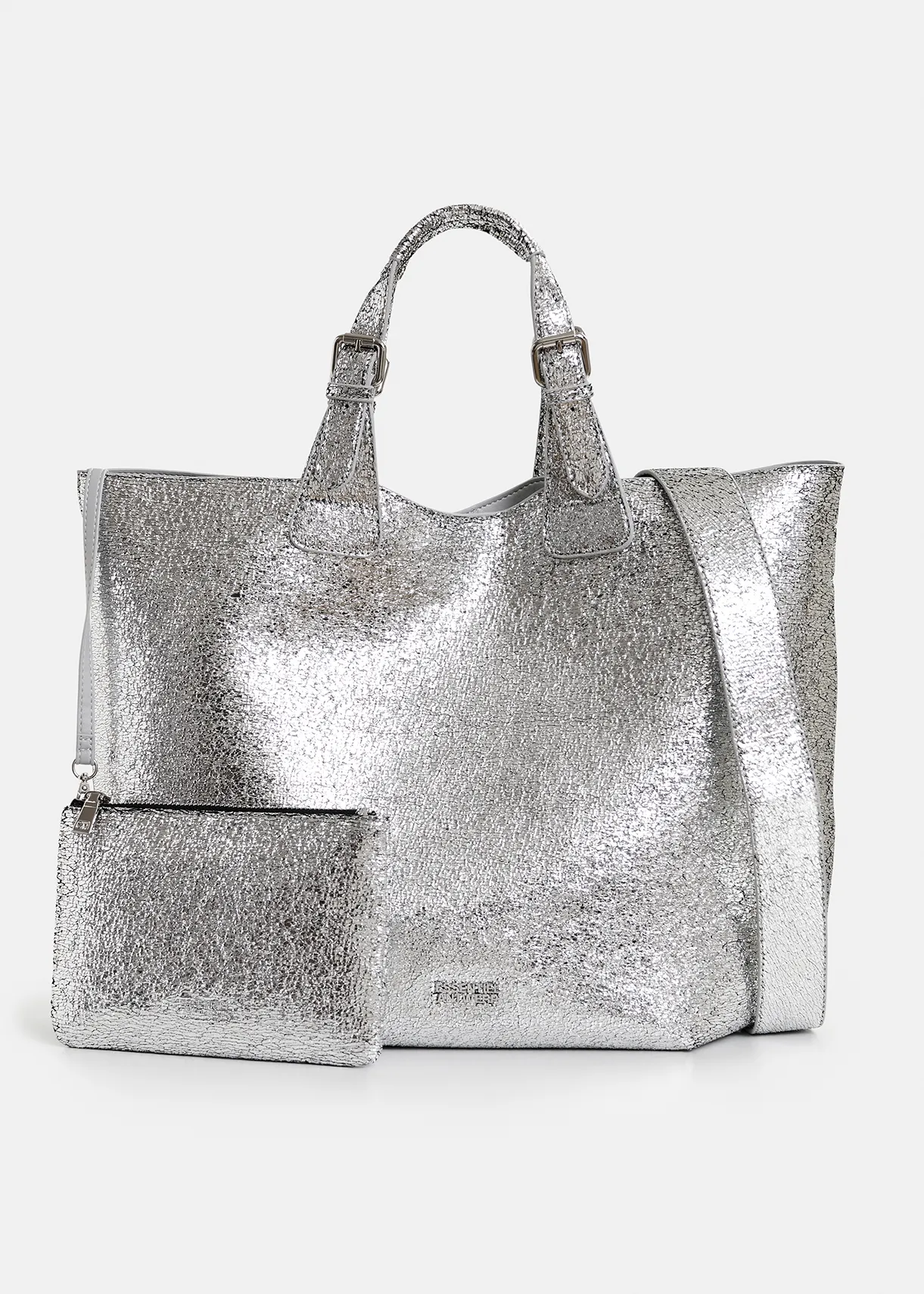 Silver metallic shopper bag | Essentiel Antwerp United Kingdom