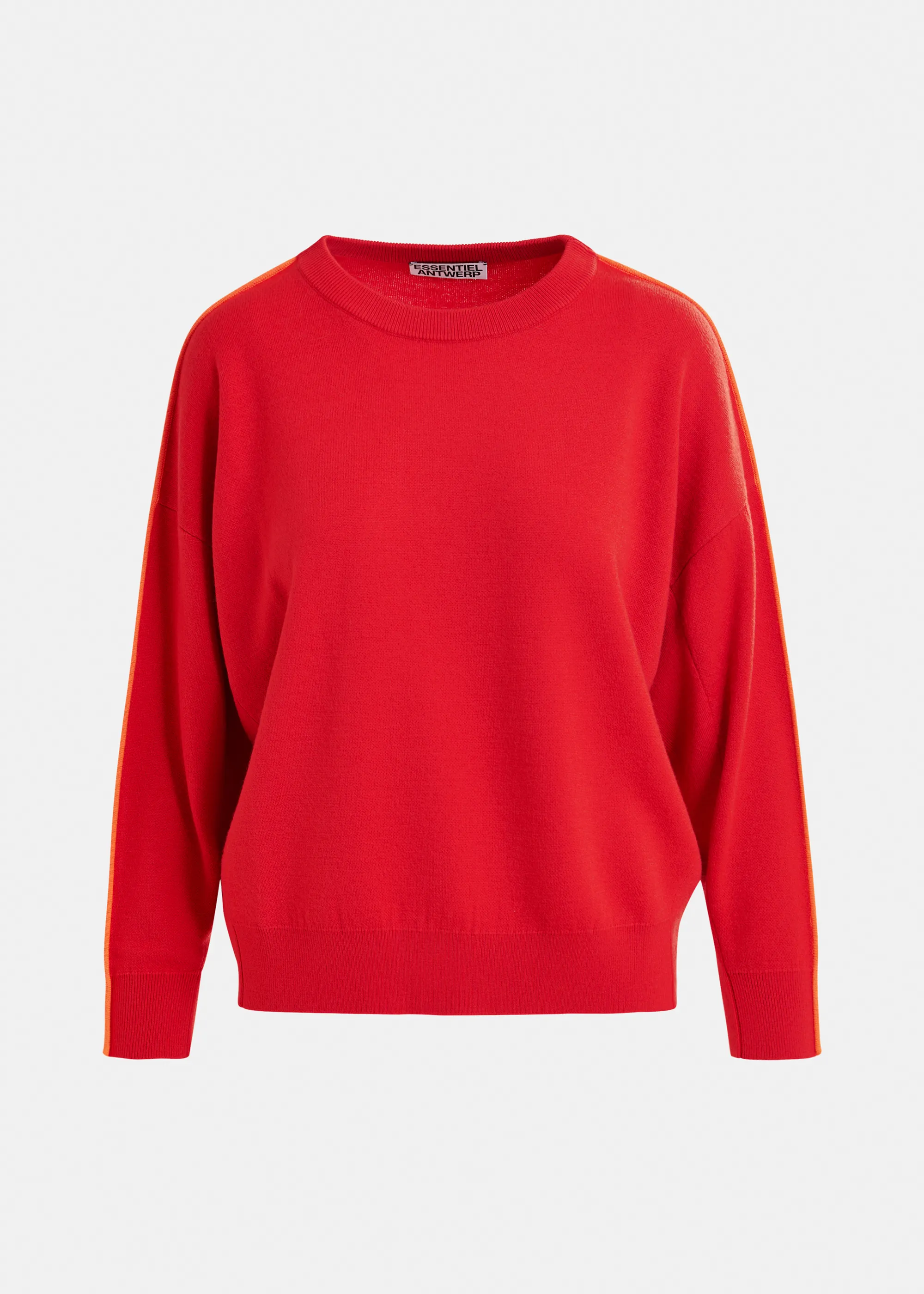 Rode trui met oranje accent | Essentiel Antwerp Nederland