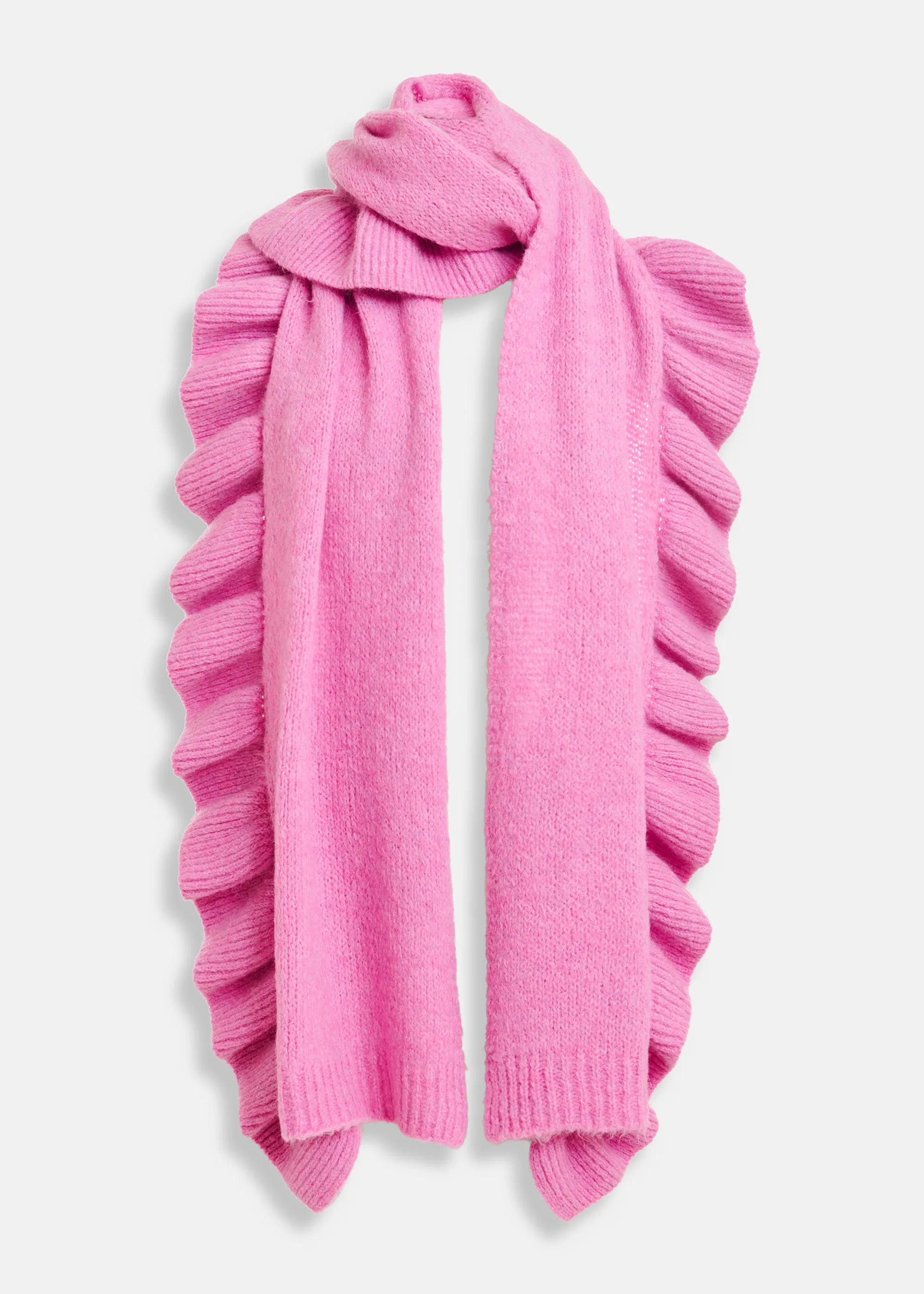 Pink oversized scarf with ruffle detail | Essentiel Antwerp Netherlands